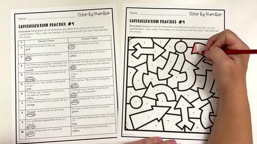Capitalization Practice Color by Number Worksheets Coloring Activity