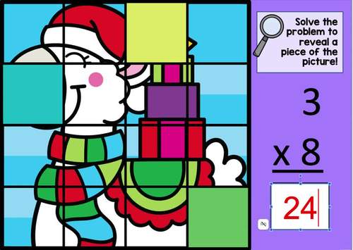 Christmas Multiplication Fact Fluency Hidden Pictures for Google Slides™