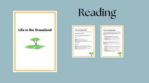 Discovering Life in the Grassland: Reading Comprehension Worksheet.