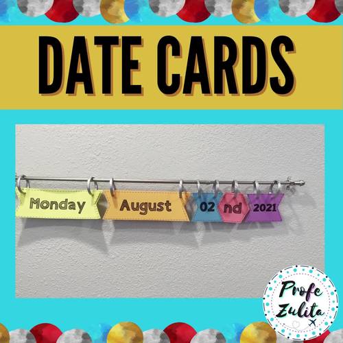 English Date Cards | Calendar Talk Vocabulary Cards by Profe Zulita