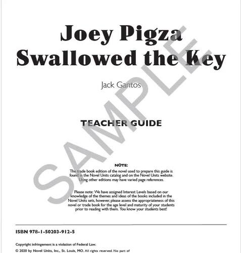 Joey Pigza Swallowed the Key Novel Units® Teacher Guide Novel Study