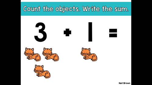 Addition within 5 - See it. Write it. Interactive PowerPoint by Keri Brown