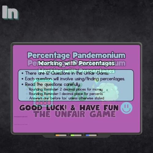Percent Review UNFAIR GAME | Working with Percents | Middle School Math ...