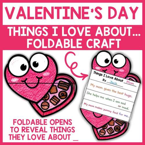 Valentines Day Craft | Things I Love SEL Activity No Prep Cute Box of ...