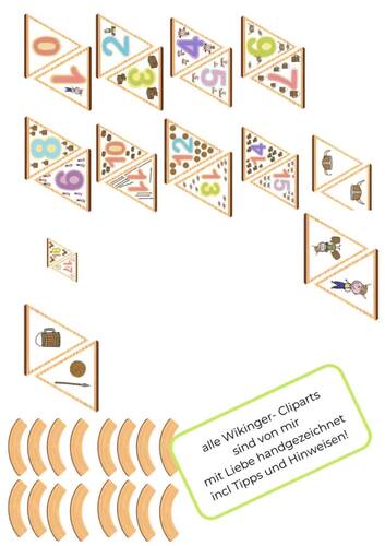 Viking Numbers Pennant Chain | Numbers 0‑20 | Hand‑Drawn Viking Clipart