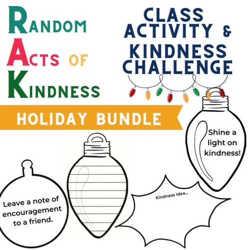 Acts of Kindness Holiday Activity Bundle, Bulletin Board, Class Challenge