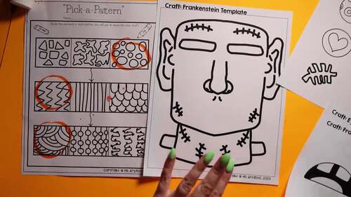Halloween Craft, Frankenstein Craft & Write, Writing Prompts, and Sub Plans