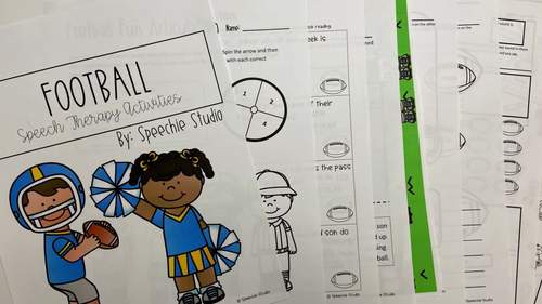 Football Themed Language and Articulation Workbook for Speech Therapy ...