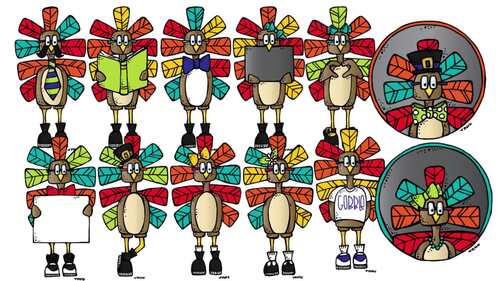 Turkeys clip art digi stamp COMBO PACK by Melonheadz by Melonheadz Clipart