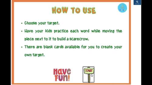 Articulation GAME - Build a Scarecrow - Fall/ Autumn/ Halloween | TPT