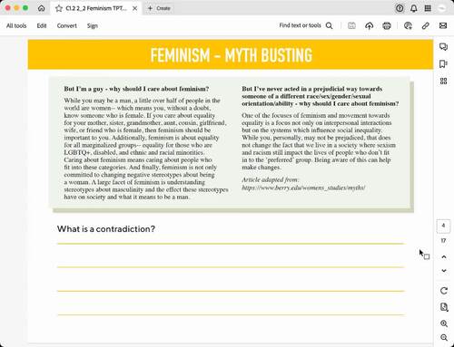 ESL Advanced Feminism & In Spite of / Despite + Rejection Bundle