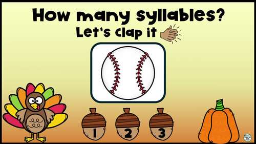 Thanksgiving Counting Syllables PowerPoint Google Slides Digital Turkey ...