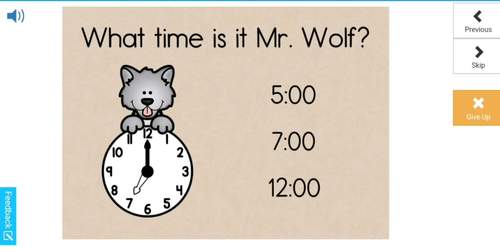 Telling Time Review Digital Task Cards with BOOM Cards for Kindergarten