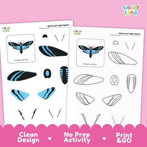 Moth Cut and Paste Craft | Insect Fine Motor Scissor Skills & Coloring ...