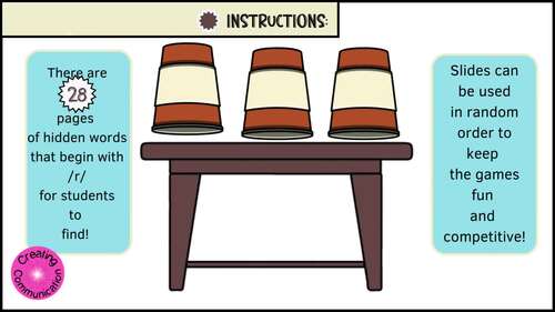 Initial /r/ Articulation Speech Therapy Digital Resource Teletherapy