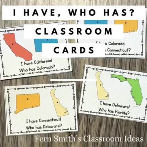 50 US States I Have Who Has Card Game for the United States of America