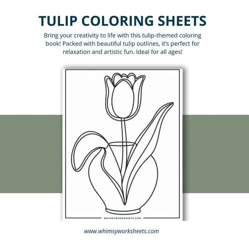 80 Tulip Coloring Pages- Flower Outline Coloring Sheets and Activity Pages
