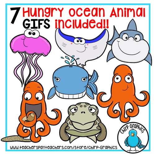 Feed the Ocean Friends PNG and GIF Clip Art Set by Chirp Graphics