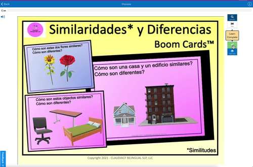 SIMILARITIES AND DIFFERENCES IN SPANISH! - Boom™ Cards | TPT