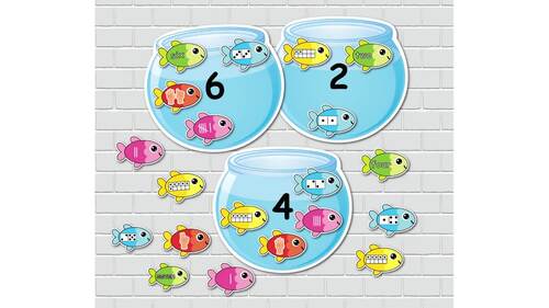 Fish and Fishbowl Count and Match Numbers, Preschool Math Centers