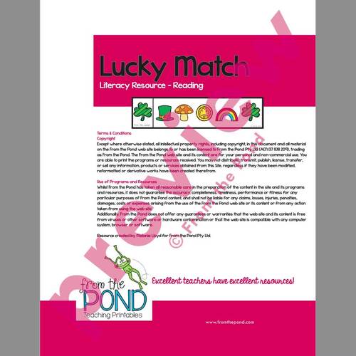 St. Patrick’s Day Matching Game | Visual Discrimination & Early Literacy