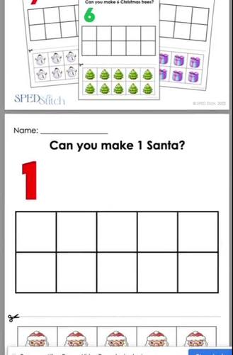 Count 1-10 Ten Frames Number Mats Christmas Theme for Special Education