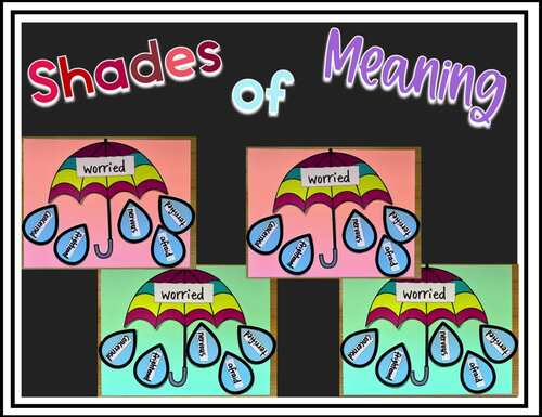 Shades of Meaning Umbrella and Raindrops Craft Bulletin Board Idea