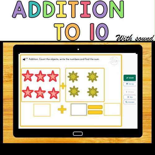 Addition to 10 | Kindergarten Boom Cards™ K.OA.A1, K.OA.A4, K.OA.A5