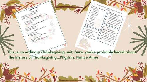 An Attitude of Gratitude 5 Day Unit Study Bundle - Thanksgiving | TPT