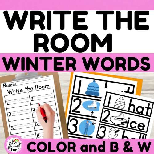 WINTER WORDS WRITE THE ROOM, WINTER LITERACY CENTERS, WINTER WRITING in ...