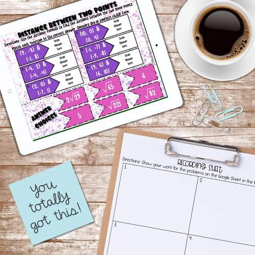 Distance Between Two Points Digital Drag & Drop Activity by Evaluate ...