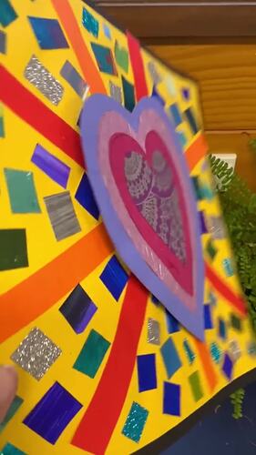 Valentines Day CONFETTI HEARTS art project Visual Guides for Collage Lesson