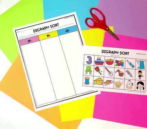 Digraph Sort | Cut & Paste by School Days With Miss Mae | TPT