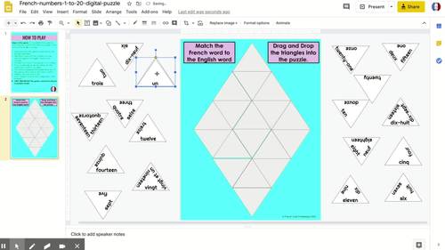 French numbers 1 to 20 digital puzzle: Distance Learning | TPT