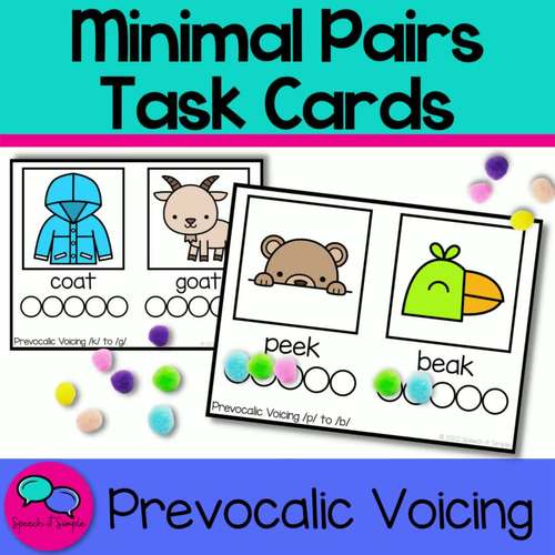 Minimal Pairs Task Cards - Prevocalic Voicing - Phonology - Cycles - Speech