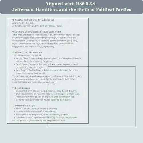 Jefferson & Hamilton: Political Parties Trivia Game – HSS 8.3.4 | TPT