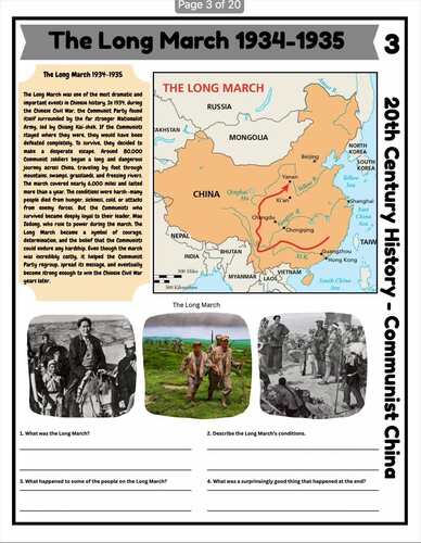 Mao Zedong, China Game + 12 Worksheets | Cold War History Activity 5th ...