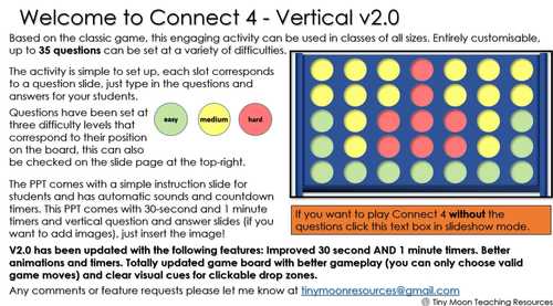 Connect 4 / 4 in a Row PowerPoint Game Template: Horizontal & Vertical ...