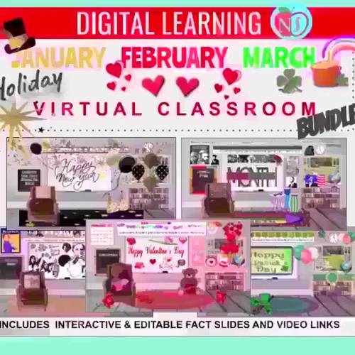 January February March Holiday Bitmoji BUNDLE | FACT slides | Virtual ...