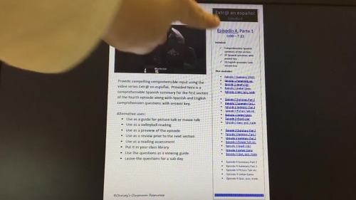 Extr@ en español Episode 4 Section 1 Summary with questions | TPT