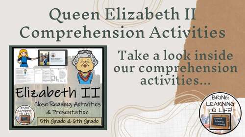 Queen Elizabeth II Close Reading Passage Comprehension Activities 5th ...