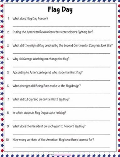 Flag Day Reading Comprehension Worksheets by Metacognitive Teacher