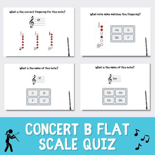 Oboe : Concert Bb Scale Boom Card Quiz : Beginning Band | TPT