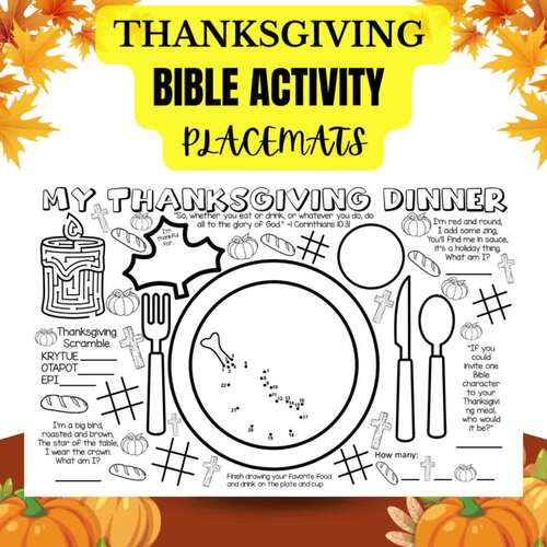 Christian Thanksgiving Bible Activity Placemat Craft on Thankfulness #2