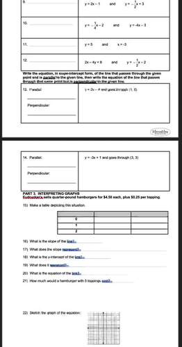 Algebra - Equations of Lines Unit Assessment Bundle - Quiz, Review, & Test