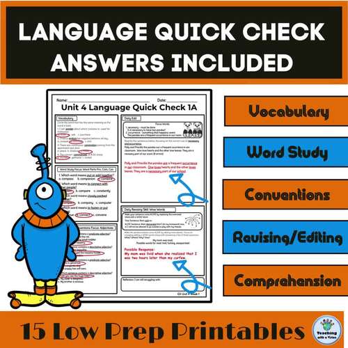 myView Grade 5 Unit 4 Weeks 1-5, Language Quick Check Homework, Morning ...