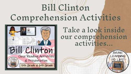 Bill Clinton Close Reading Comprehension Activity | 5th Grade & 6th Grade