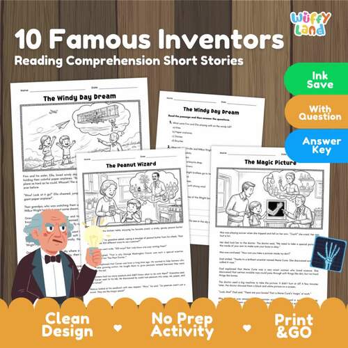 Famous Inventors Reading Comprehension Passages Worksheets Questions STEM