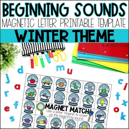 Winter Beginning Sounds Activity on Magnetic Letter Printable Cookie Sheet