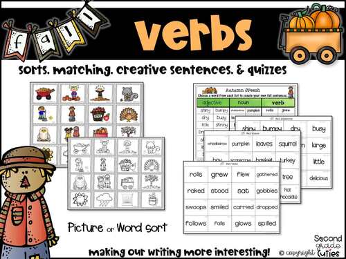 Fall | Autumn Verbs | Noun and Verb Sorts | Parts of Speech | TPT